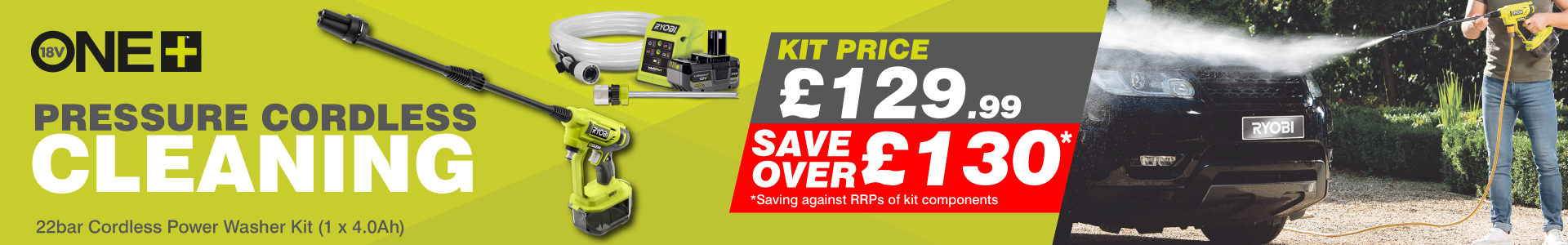 Cordless Power Washer Kit | Cordless Jet Wash 22 BAR | RYOBI 18V ONE+ ...