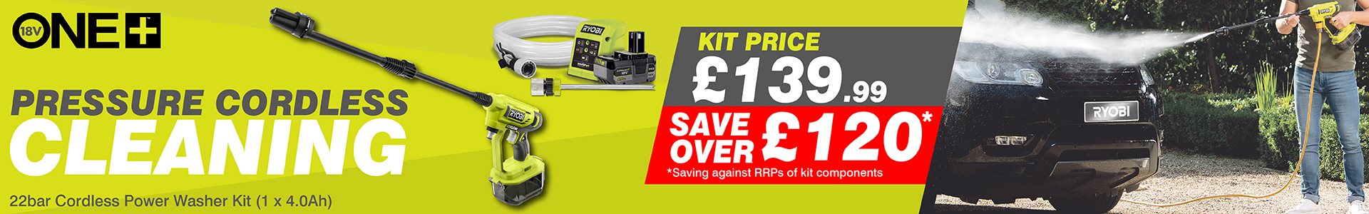 Cordless Power Washer Kit | Cordless Jet Wash 22 BAR | RYOBI 18V ONE+ ...