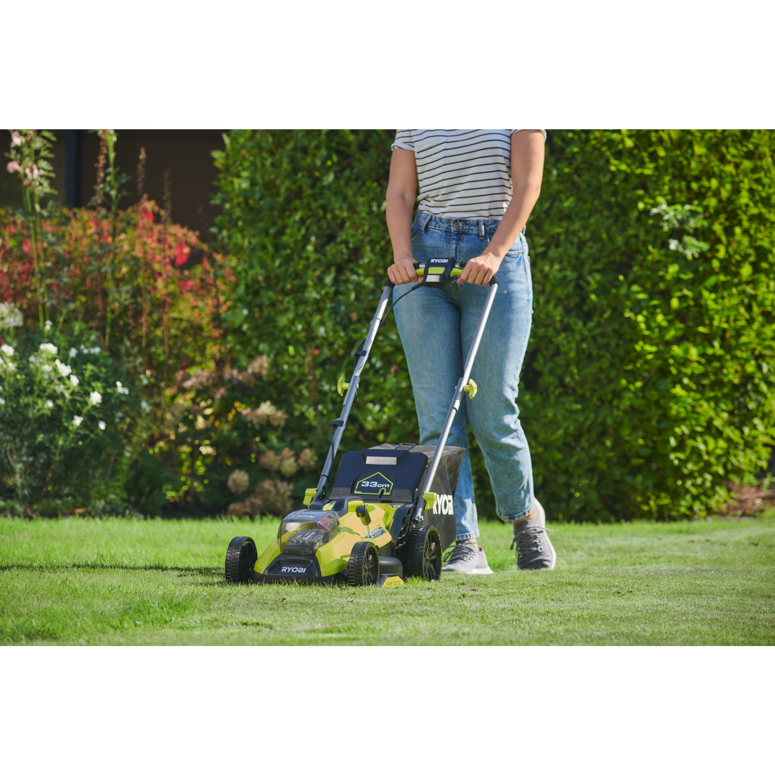 18V ONE+™ HP Cordless Brushless 33cm Lawnmower & 23cm Grass Trimmer (1 ...
